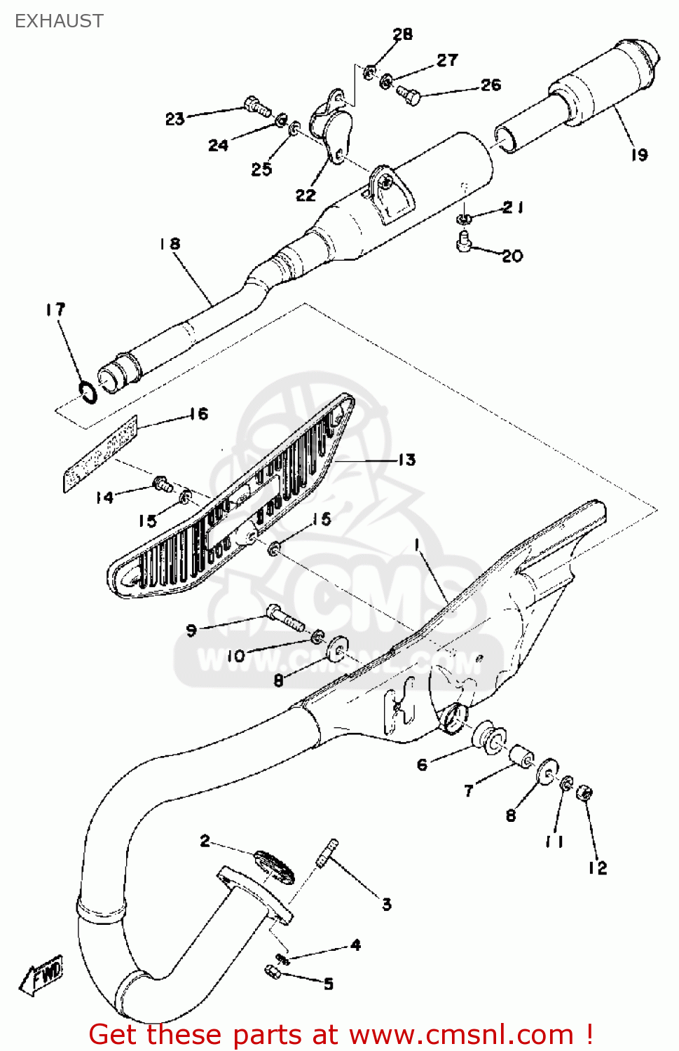 Yamaha TY175 1975 USA EXHAUST - buy original EXHAUST spares online