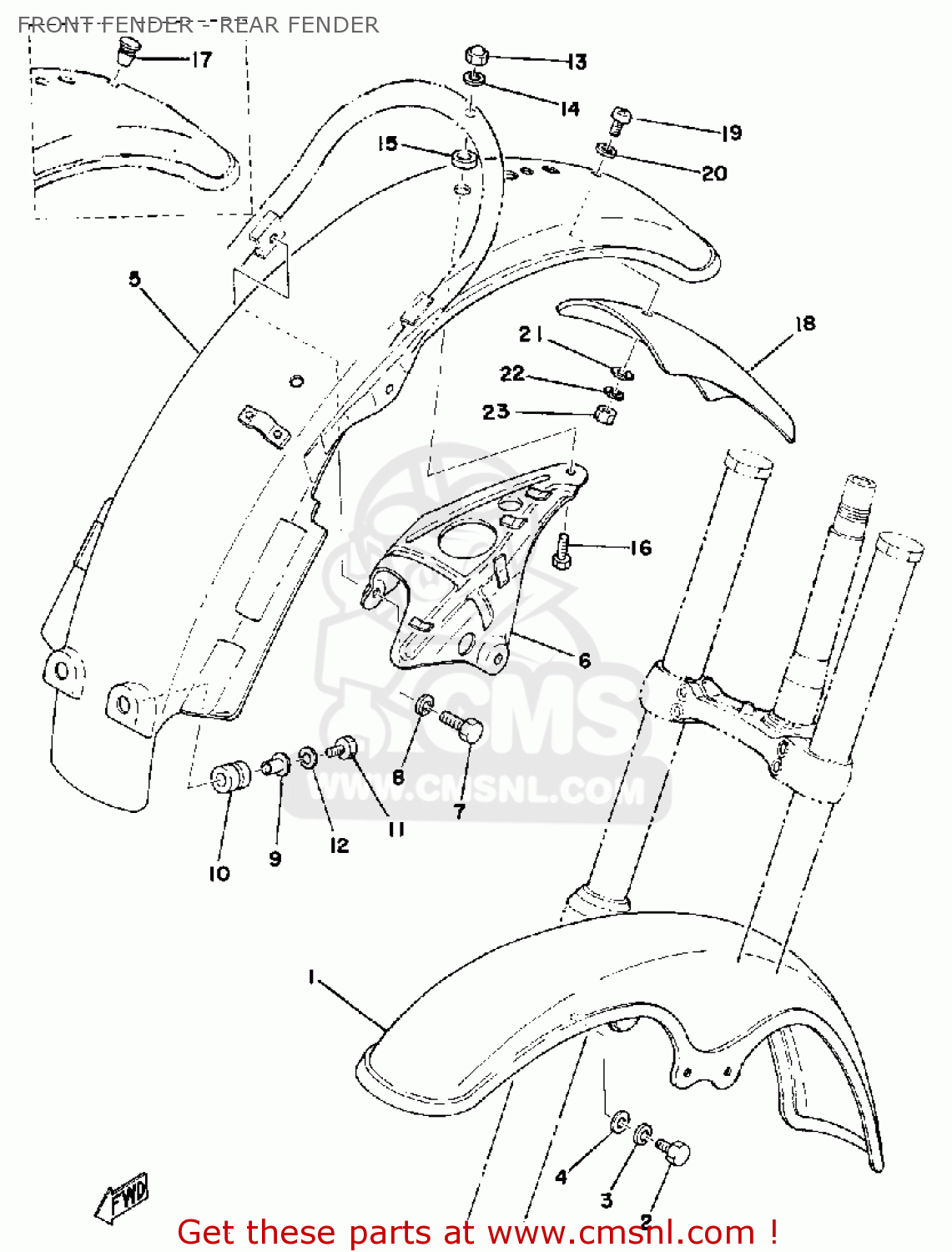 Yamaha TY175 1975 USA FRONT FENDER - REAR FENDER - buy original FRONT ...