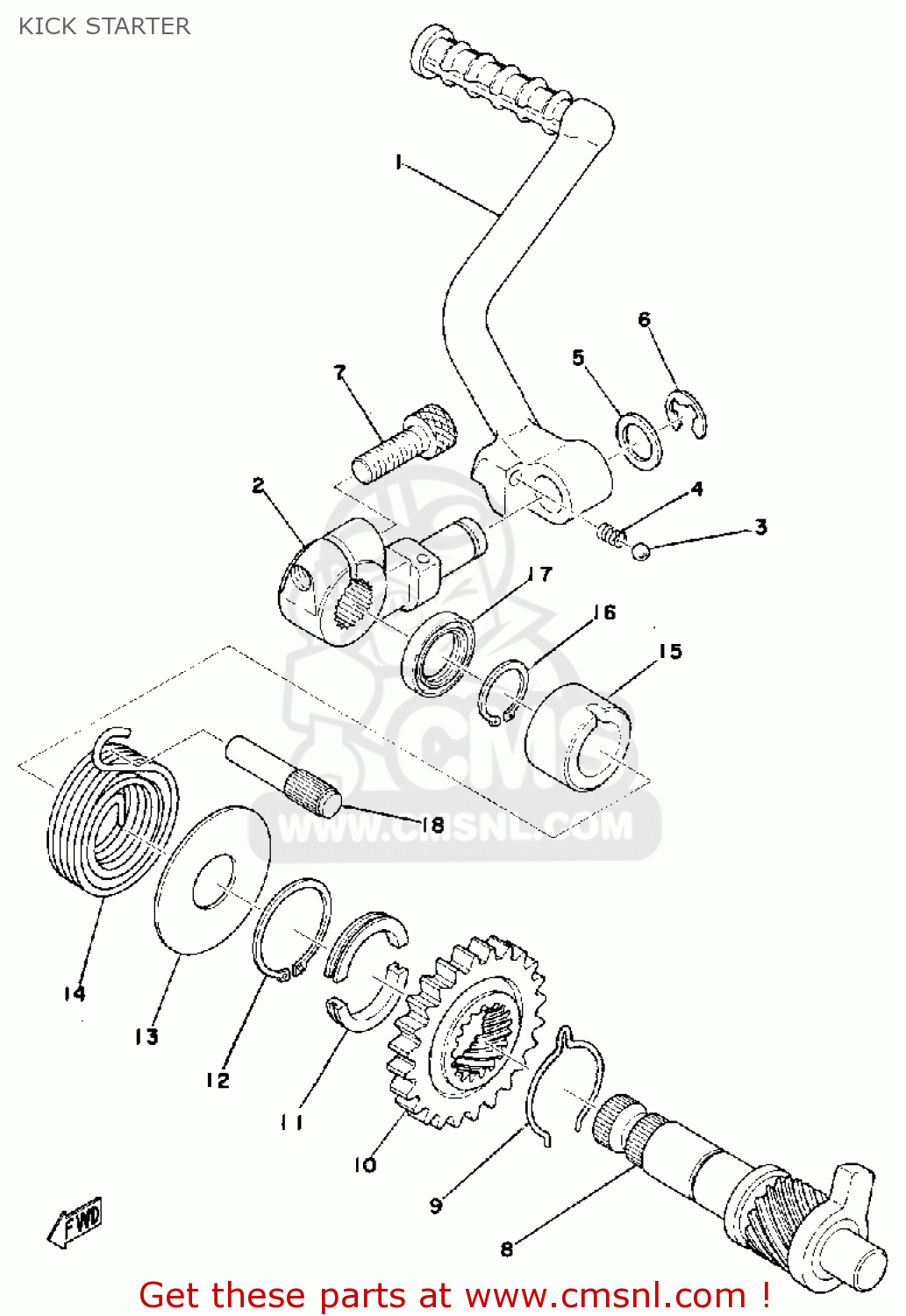 Yamaha TY175 1975 USA KICK STARTER - buy original KICK STARTER spares ...