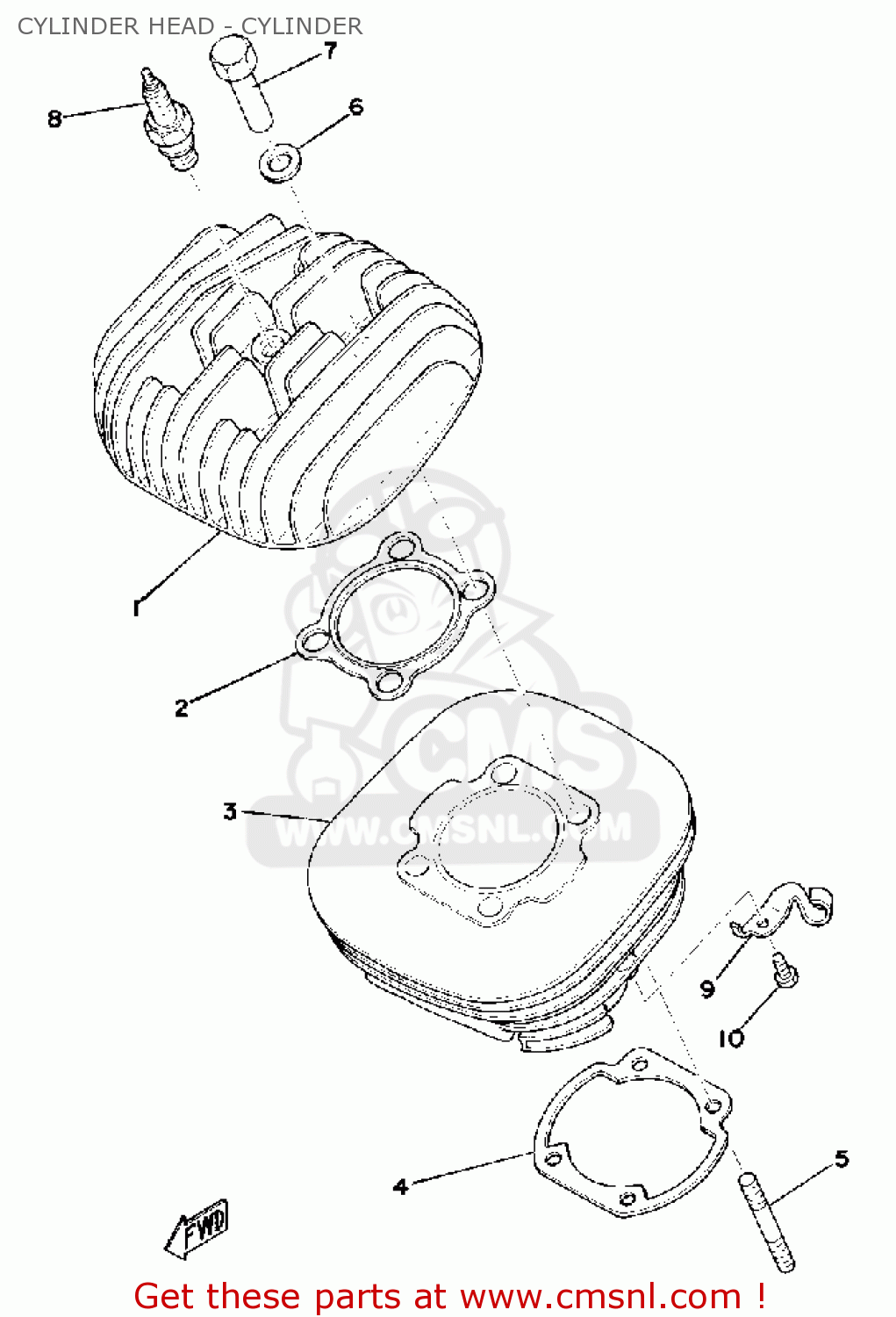 Yamaha TY175 1976 USA CYLINDER HEAD - CYLINDER - buy original CYLINDER ...