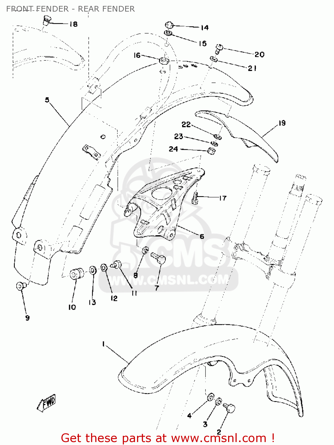 Yamaha TY175 1976 USA FRONT FENDER - REAR FENDER - buy original FRONT ...