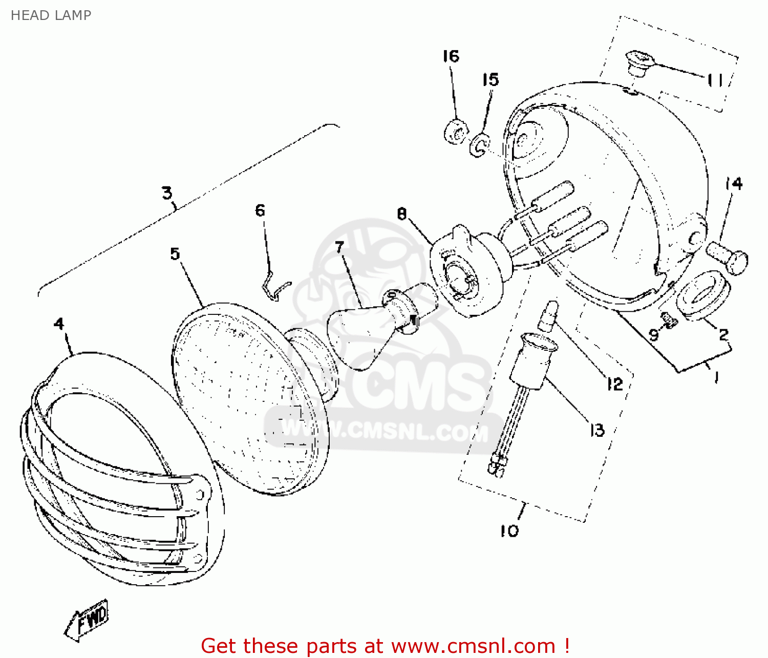 Yamaha TY175 1976 USA HEAD LAMP - buy original HEAD LAMP spares online