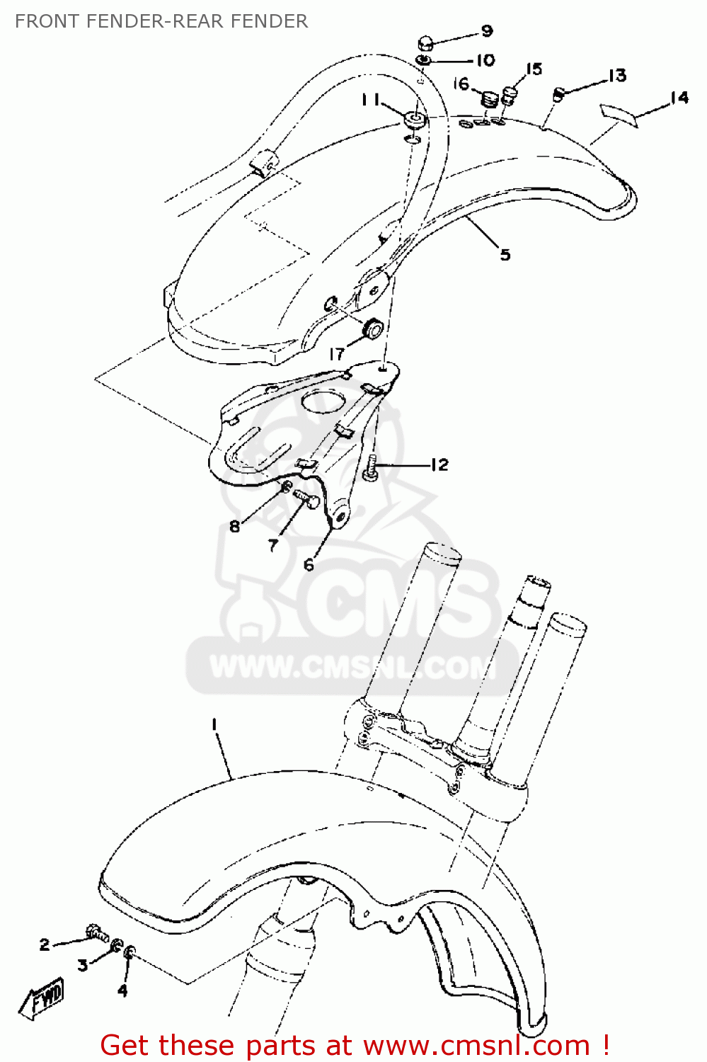 Yamaha TY250 1977 USA FRONT FENDER-REAR FENDER - buy original FRONT ...