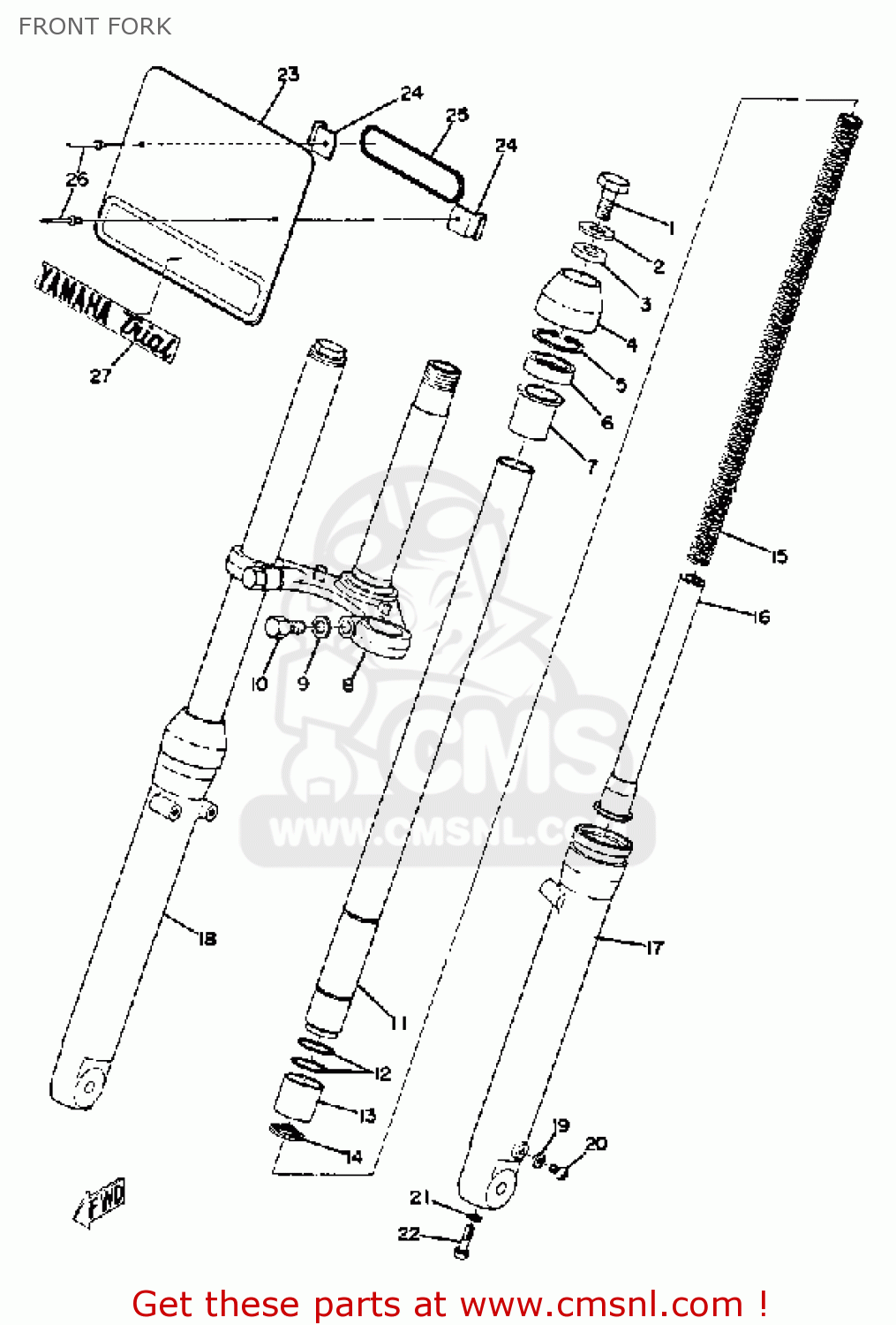 Yamaha TY80 1974 USA FRONT FORK - buy original FRONT FORK spares online