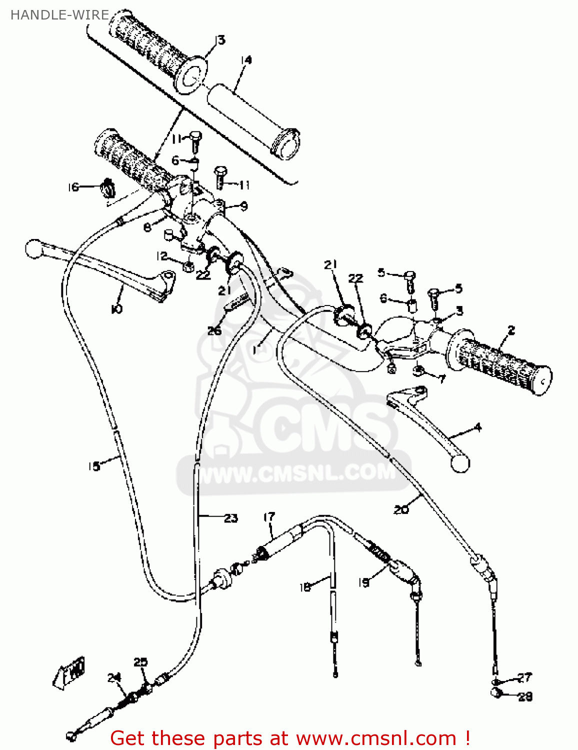Yamaha TY80 1974 USA HANDLE-WIRE - buy original HANDLE-WIRE spares online