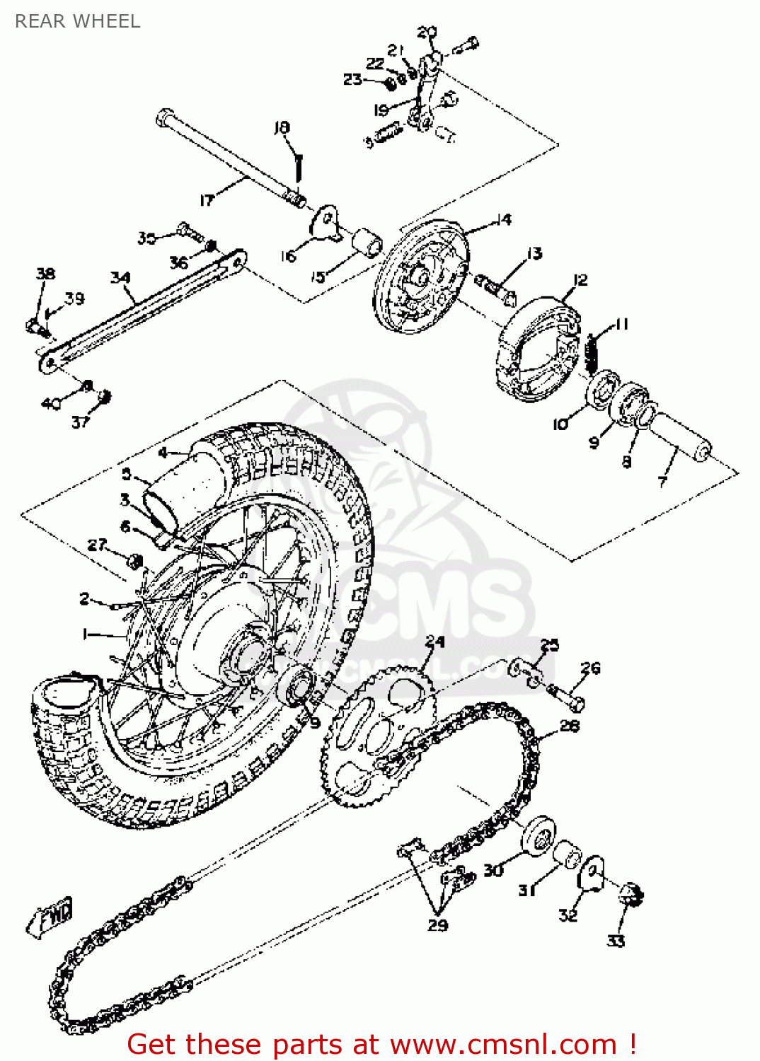 Yamaha TY80 1974 USA REAR WHEEL - buy original REAR WHEEL spares online