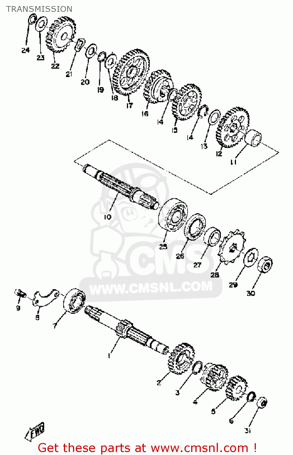 Yamaha TY80 1974 USA TRANSMISSION - buy original TRANSMISSION spares online
