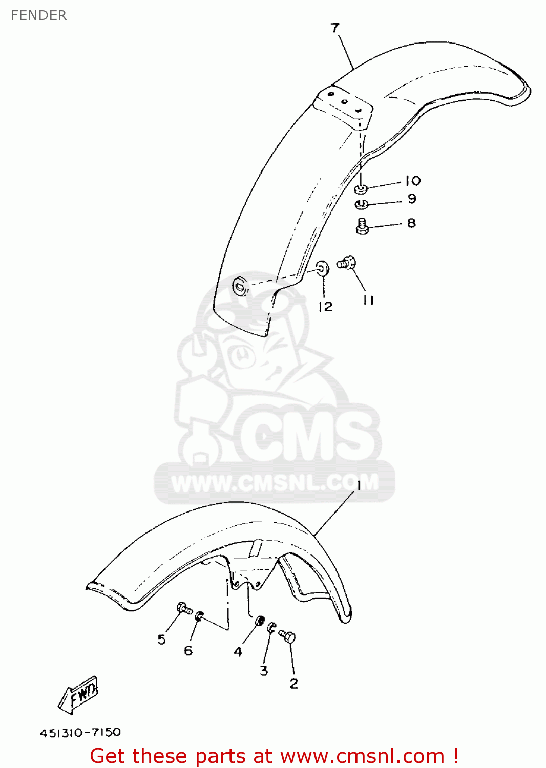 Yamaha TY80 1987 451 ENGLAND 27451-310E1 FENDER - buy original FENDER ...