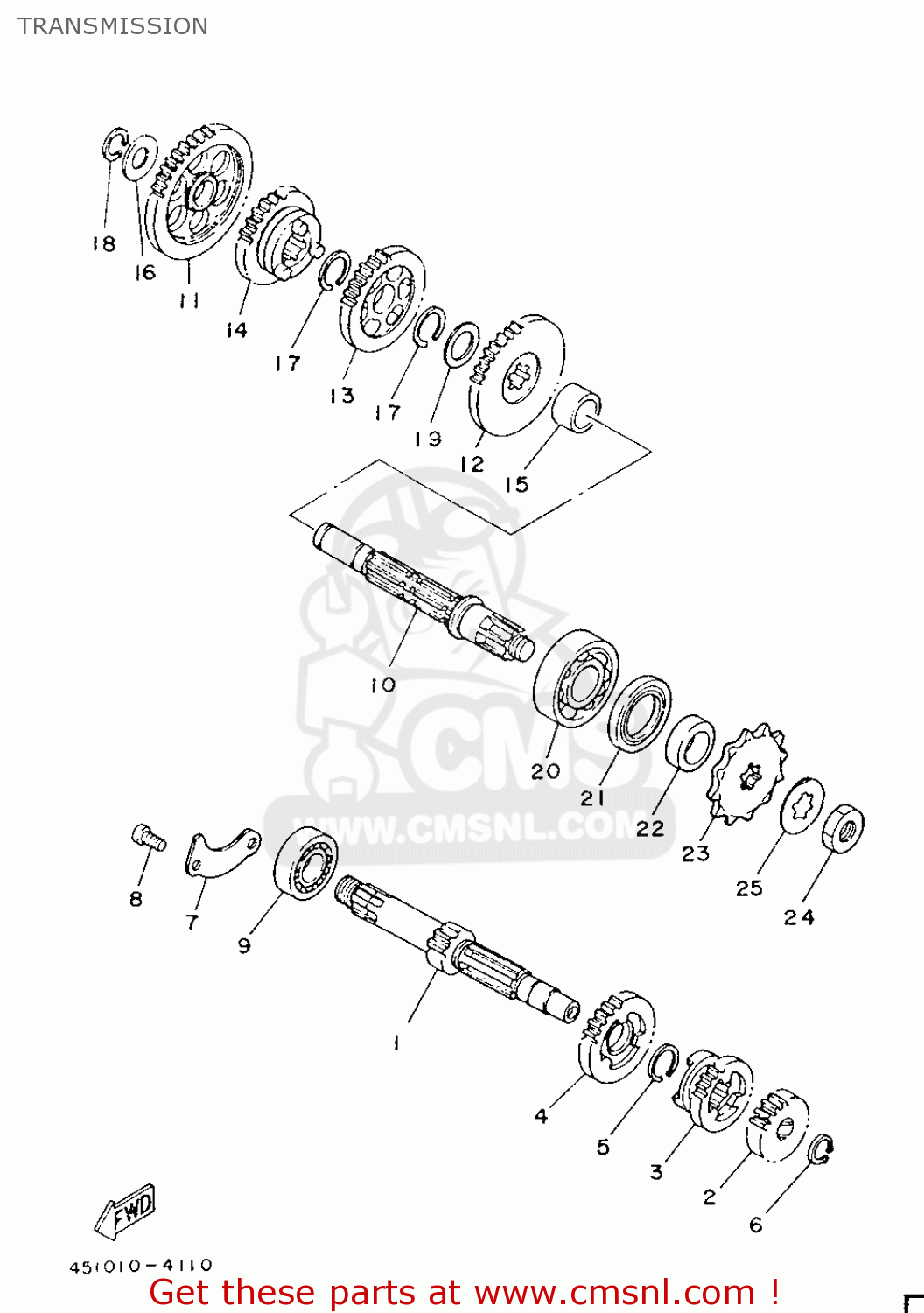 Yamaha TY80 1987 451 ENGLAND 27451-310E1 TRANSMISSION - buy original ...