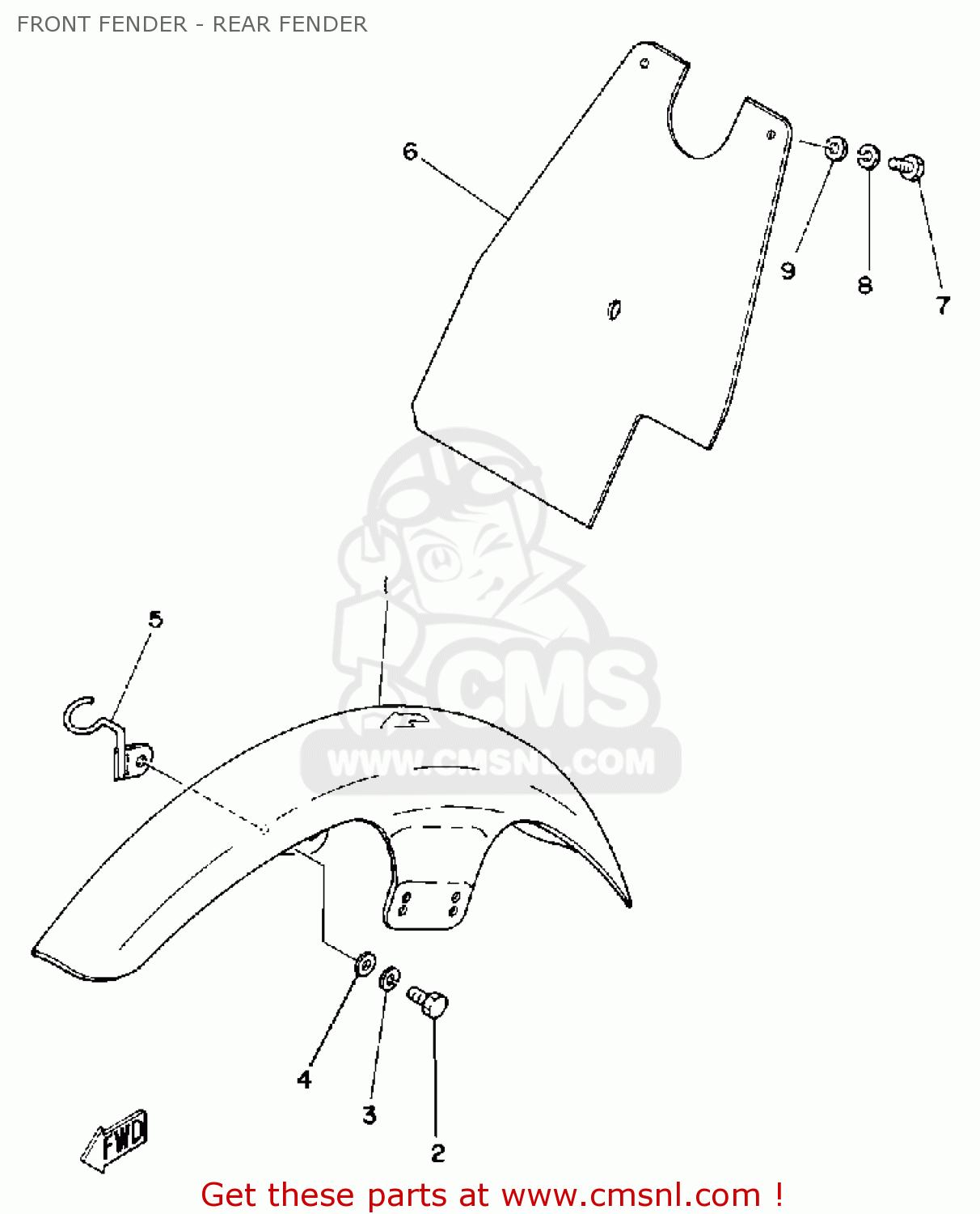 Yamaha TZ125 1980 (A) USA FRONT FENDER - REAR FENDER - buy original FRONT FENDER - REAR FENDER ...