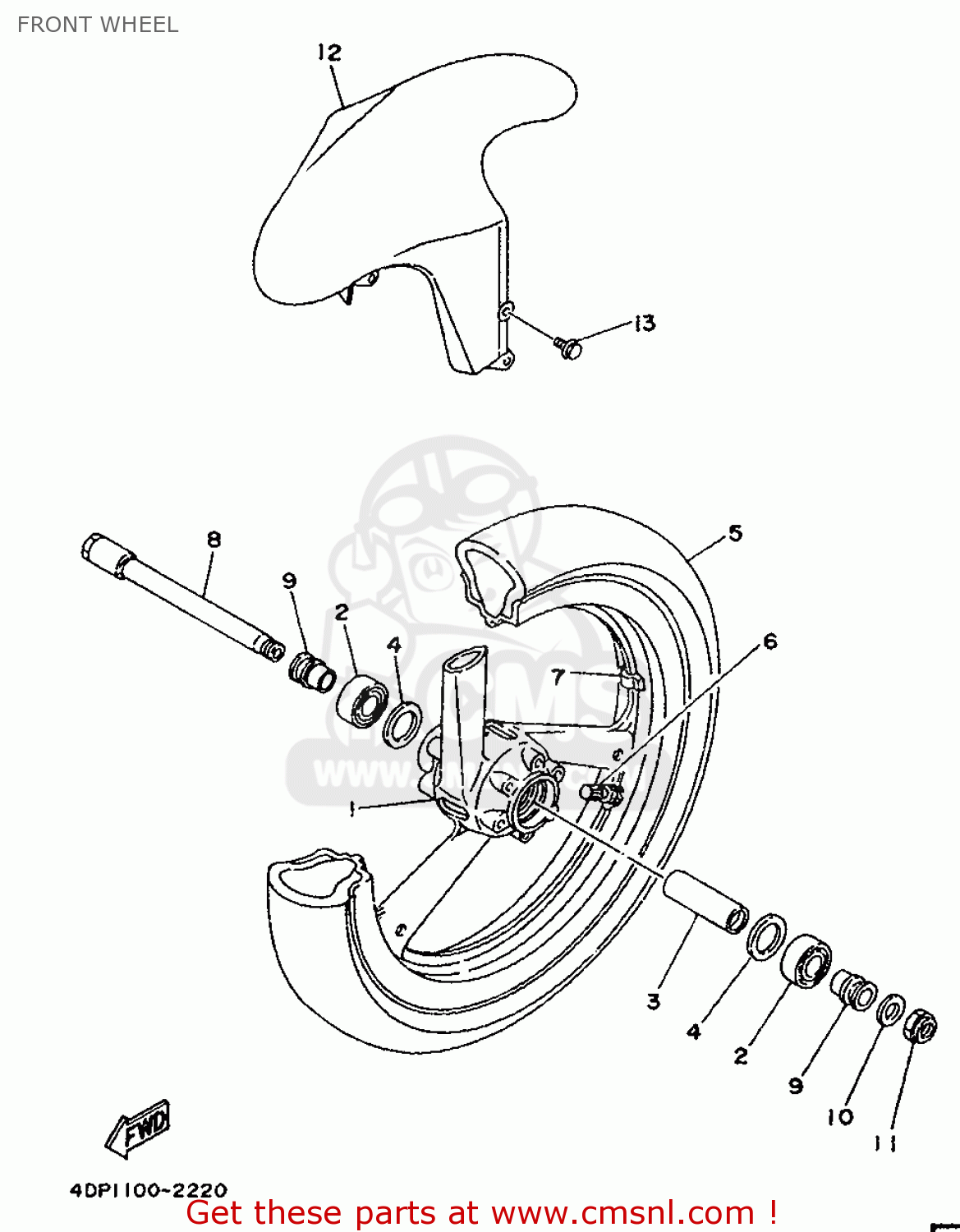 Yamaha TZ250 1992 4DP1 NORTH AMERICA 224DP-100E1 FRONT WHEEL - buy ...