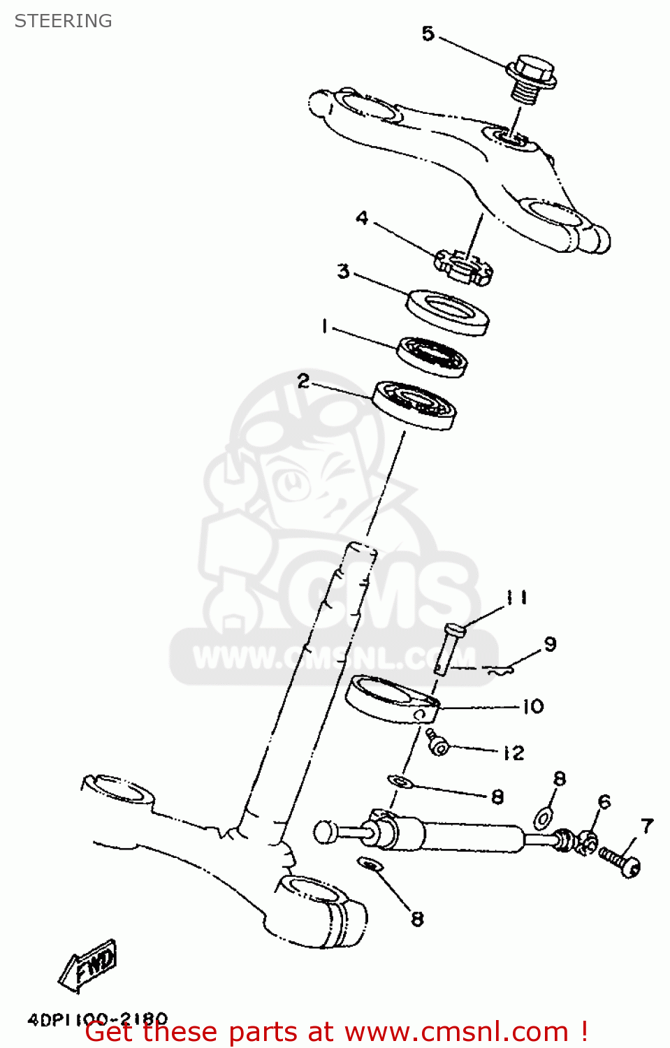 Yamaha TZ250 1995 4DP4 NORTH AMERICA 254DP-100E2 STEERING - buy ...