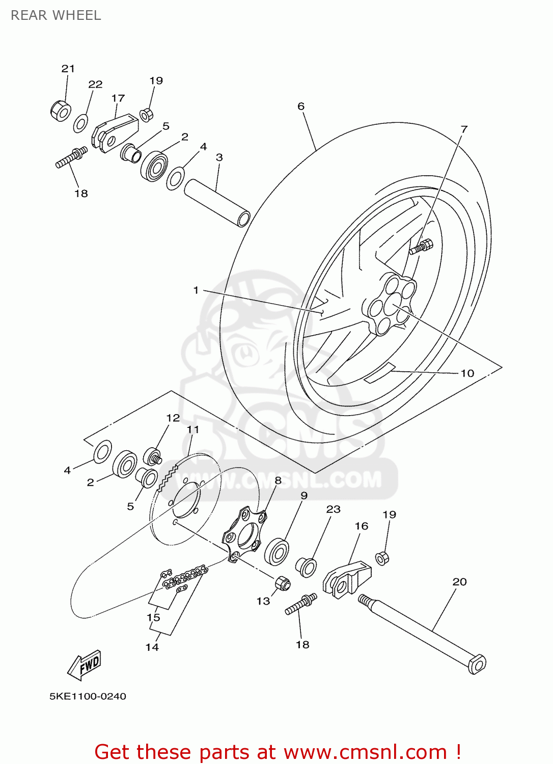 Yamaha TZ250 2000 5KE1 ENGLAND 105KE-100E1 REAR WHEEL - buy original ...