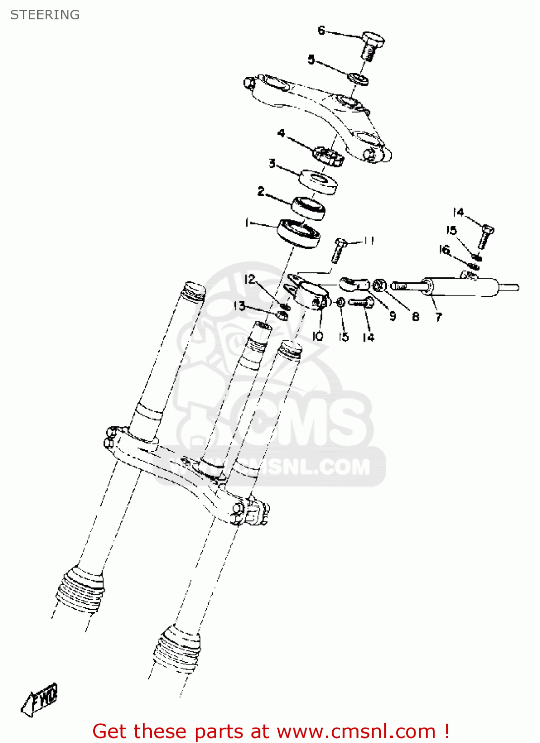 Yamaha TZ750 1974 USA STEERING - buy original STEERING spares online