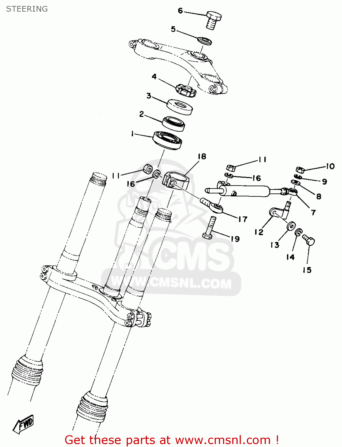 Yamaha TZ750 1977 USA STEERING - buy original STEERING spares online