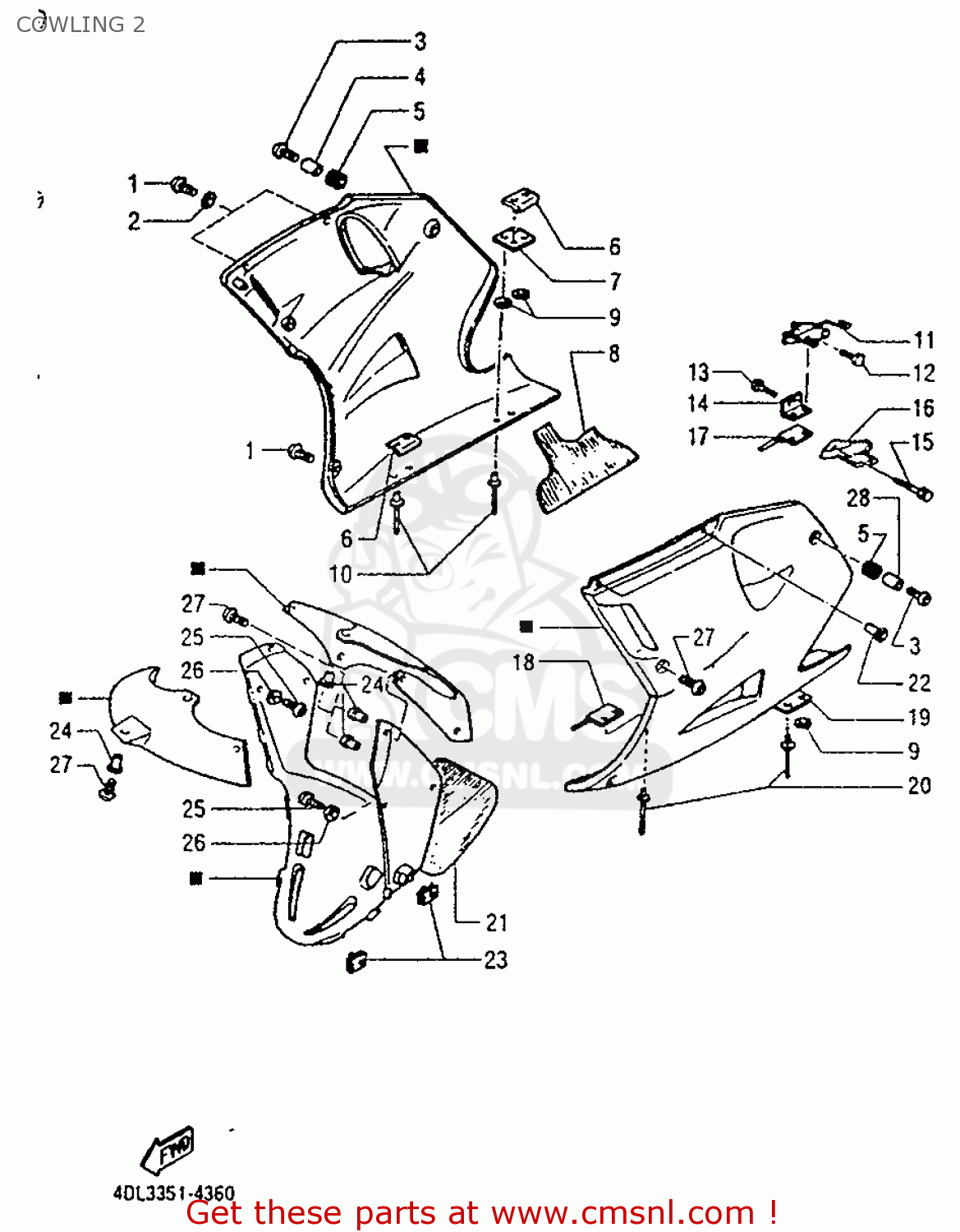 Yamaha TZR125RR 1994 4DL3 ITALY 244DL-354E1 COWLING 2 - buy original ...