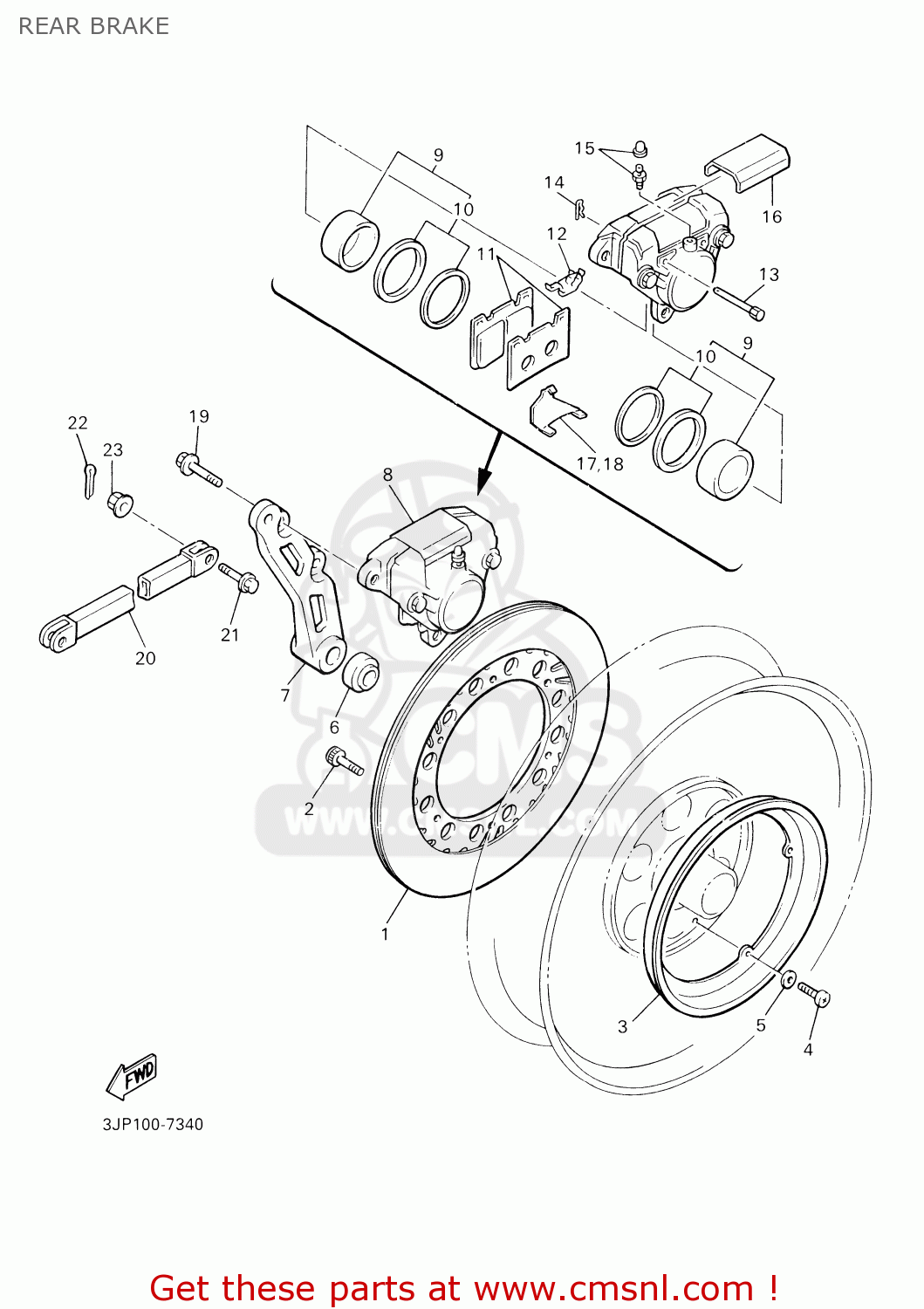 Yamaha V-MAX1200 V-MAX1200C 2003 (3) USA CALIFORNIA REAR BRAKE - buy ...