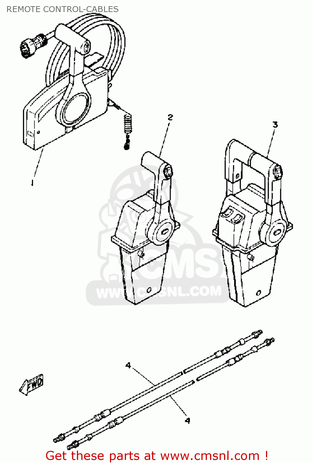 Yamaha V6 EXCEL G 1988 REMOTE CONTROL-CABLES - buy original REMOTE ...