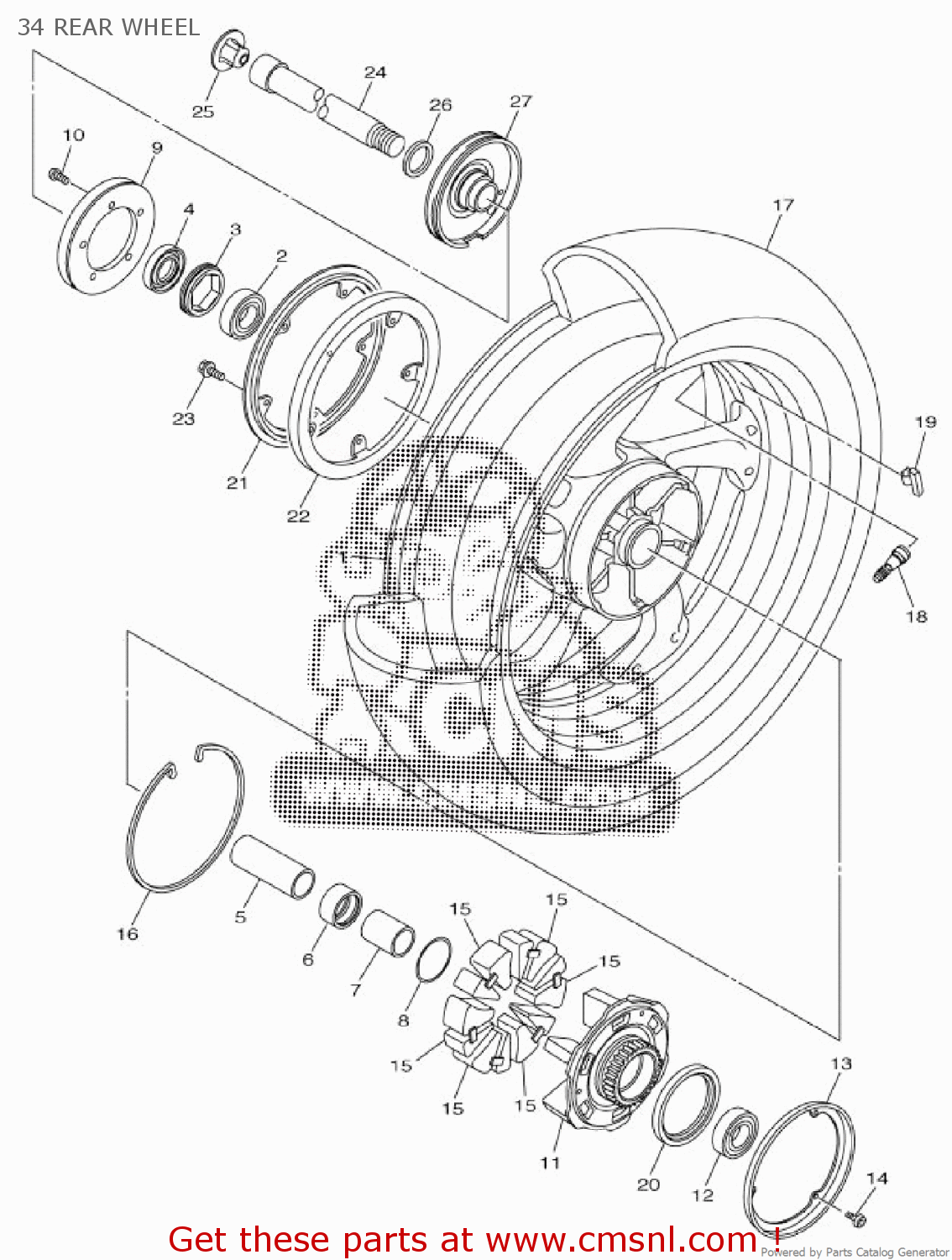 Yamaha VMX17 2012 2S3P EUROPE VMAX 1L2S3-300E1 34 REAR WHEEL - buy ...