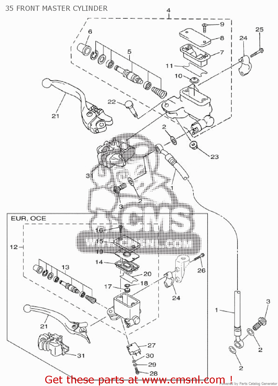 Yamaha WR450F 2013 1DX6 EUROPE 1M1DX-100E1 35 FRONT MASTER CYLINDER ...