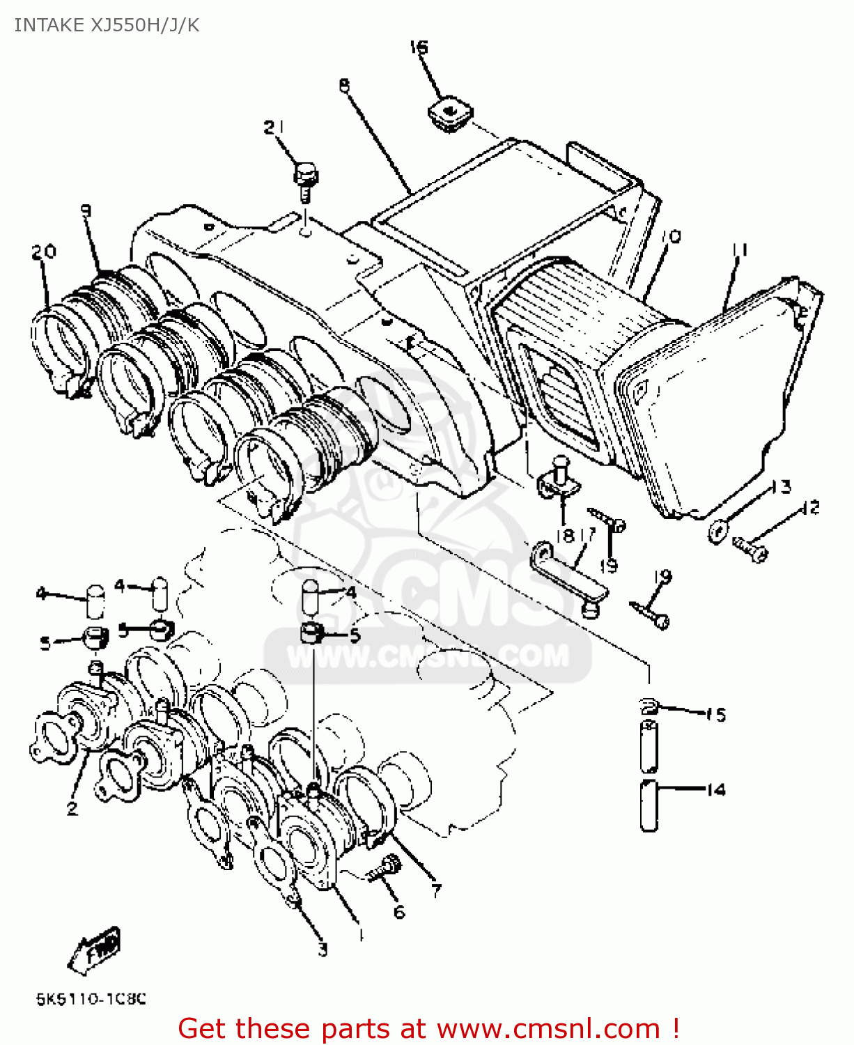 Yamaha XJ550 SECA 1982 (C) USA INTAKE XJ550H/J/K - buy original INTAKE ...