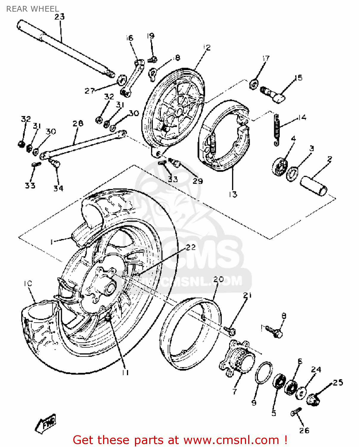 Yamaha XJ750R SECA 1981 (B) USA REAR WHEEL - buy original REAR WHEEL ...