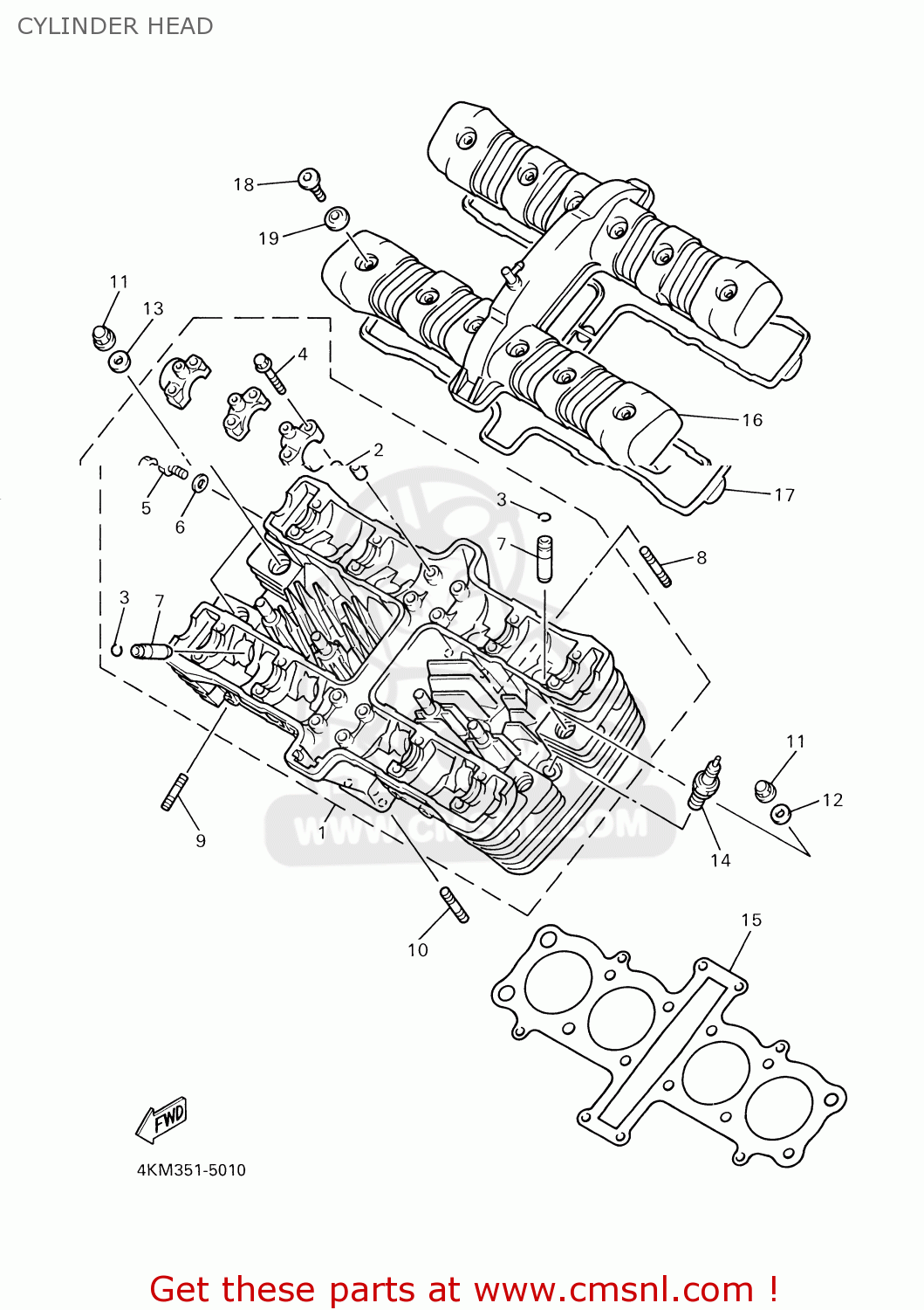 Yamaha XJ900S 2002 4KMD HOLLAND 1A4KM-300E1 CYLINDER HEAD - buy ...