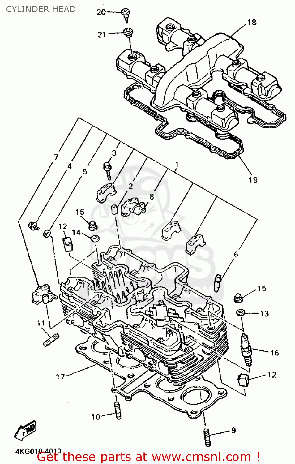 Yamaha XJR1200SP 1998 4PUB DENMARK 284PU-300EA CYLINDER HEAD - buy ...