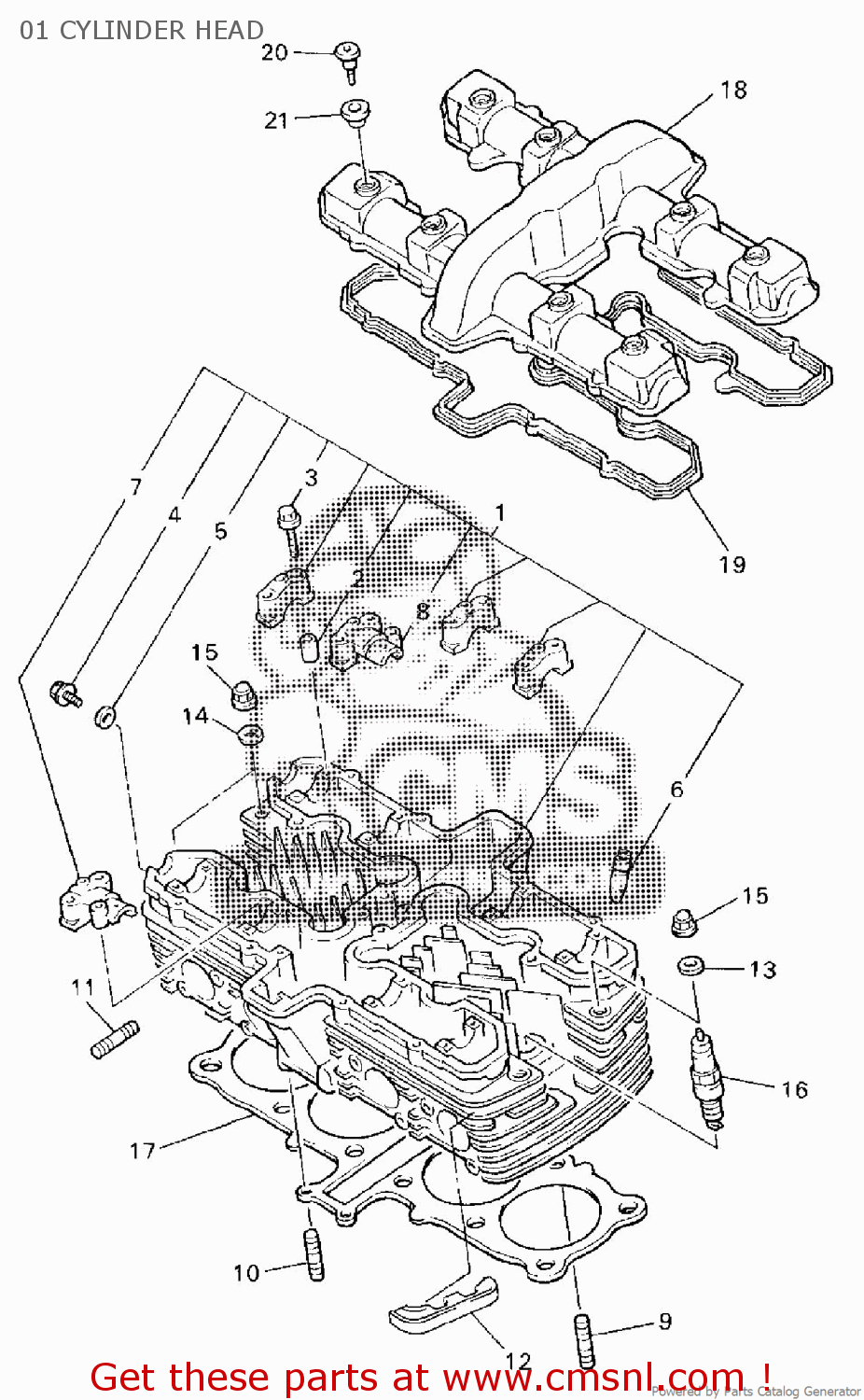 Yamaha XJR1300 2009 5WMM EUROPE 1H5WM-300E1 01 CYLINDER HEAD - buy ...