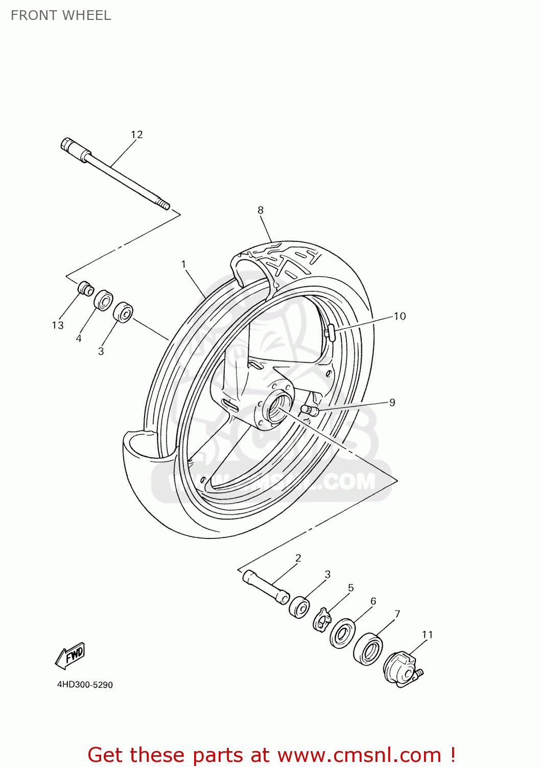 Yamaha XJR1300SP 2001 5EAM DENMARK 115EA-300EA FRONT WHEEL - buy ...