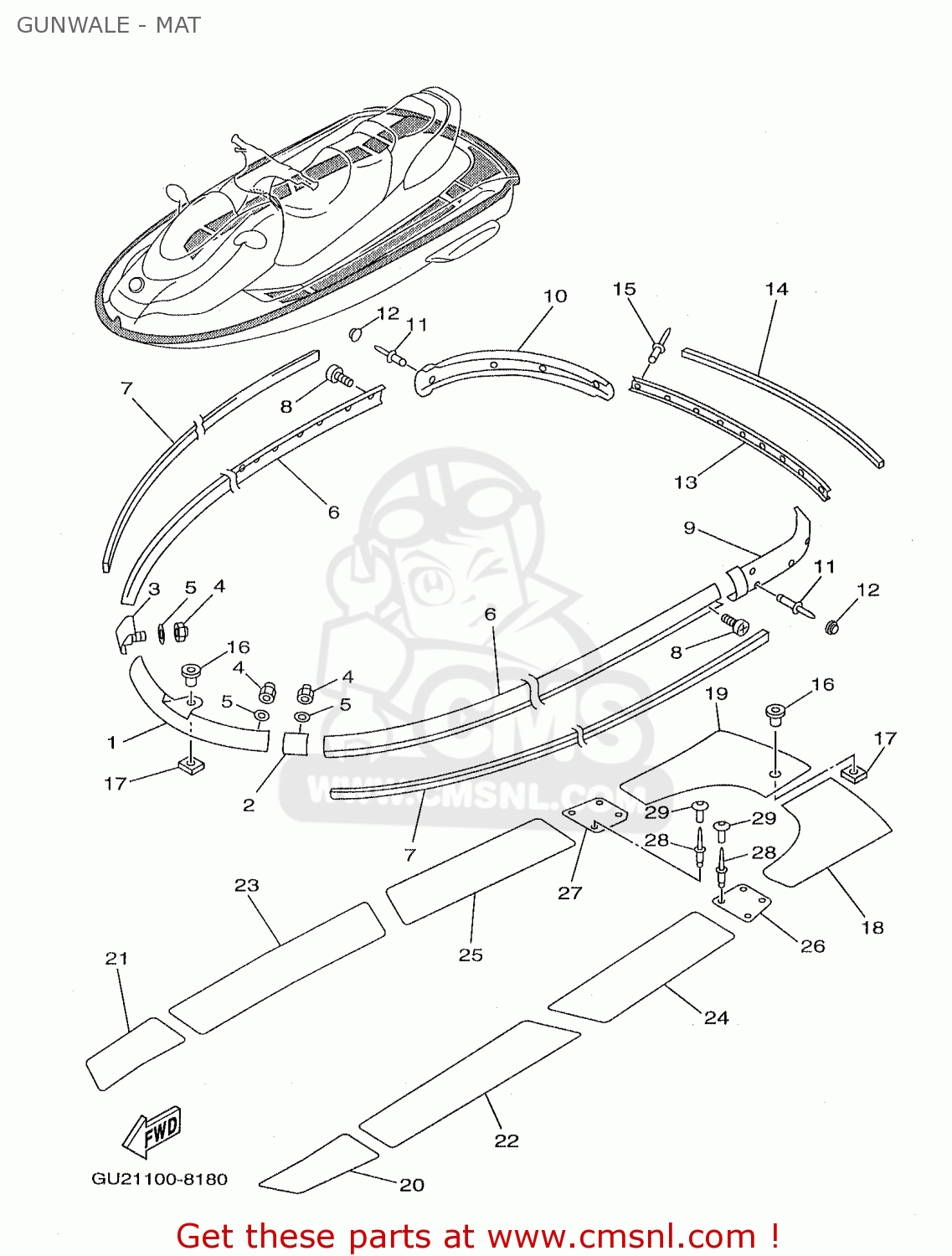 Yamaha XL1200W 1998 GUNWALE - MAT - buy original GUNWALE - MAT spares ...