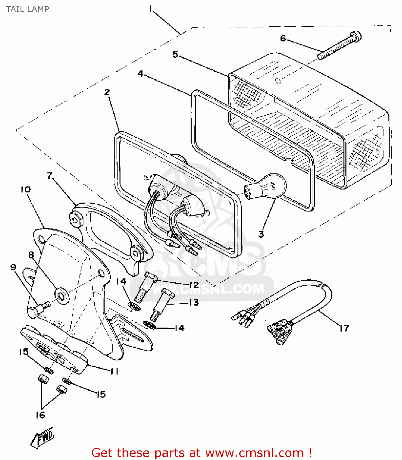 Yamaha XS400 1977 USA TAIL LAMP - buy original TAIL LAMP spares online
