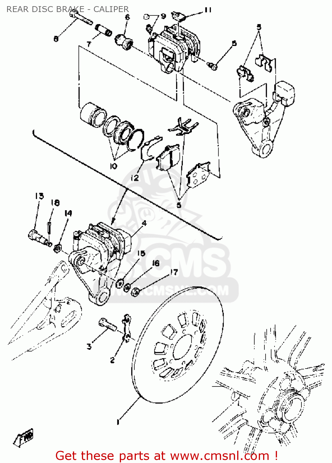 Yamaha XS400 1978 USA REAR DISC BRAKE - CALIPER - buy original REAR DISC BRAKE - CALIPER spares ...