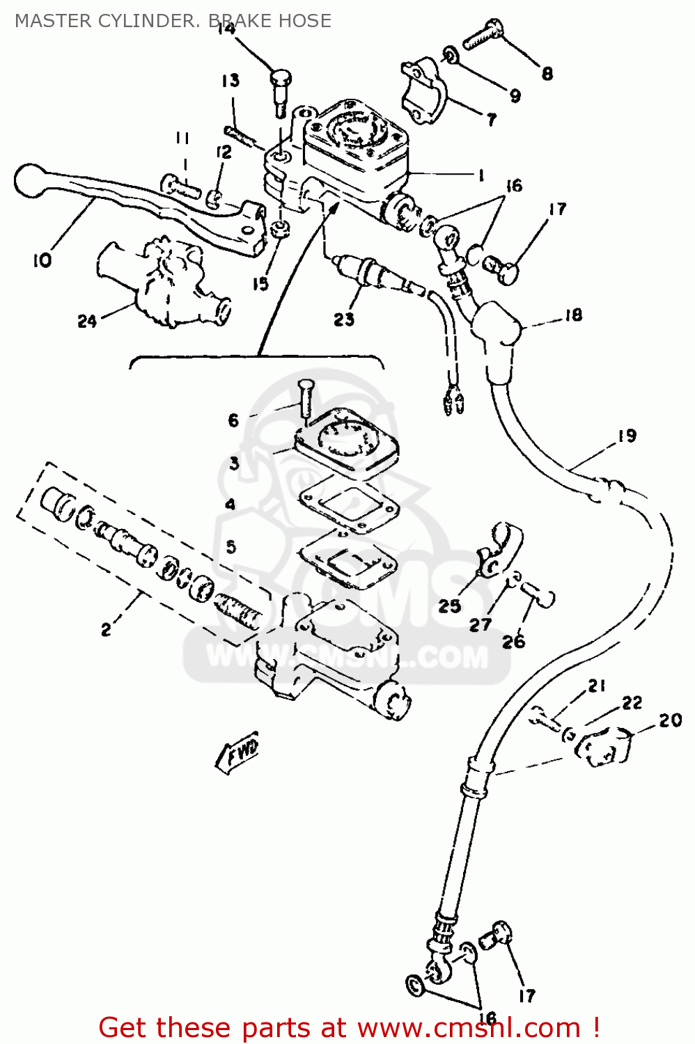 Yamaha XS400 1979 3N7 EUROPE 293N6-300E1 MASTER CYLINDER. BRAKE HOSE - buy original MASTER ...