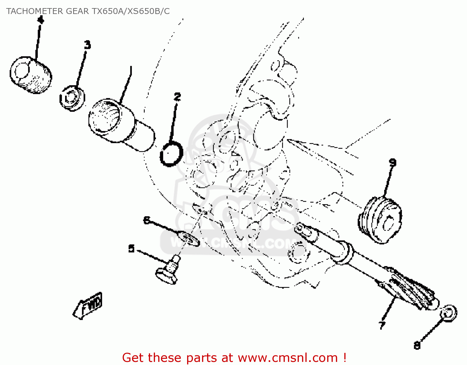 Yamaha XS650 1976 USA TACHOMETER GEAR TX650A/XS650B/C - buy original ...