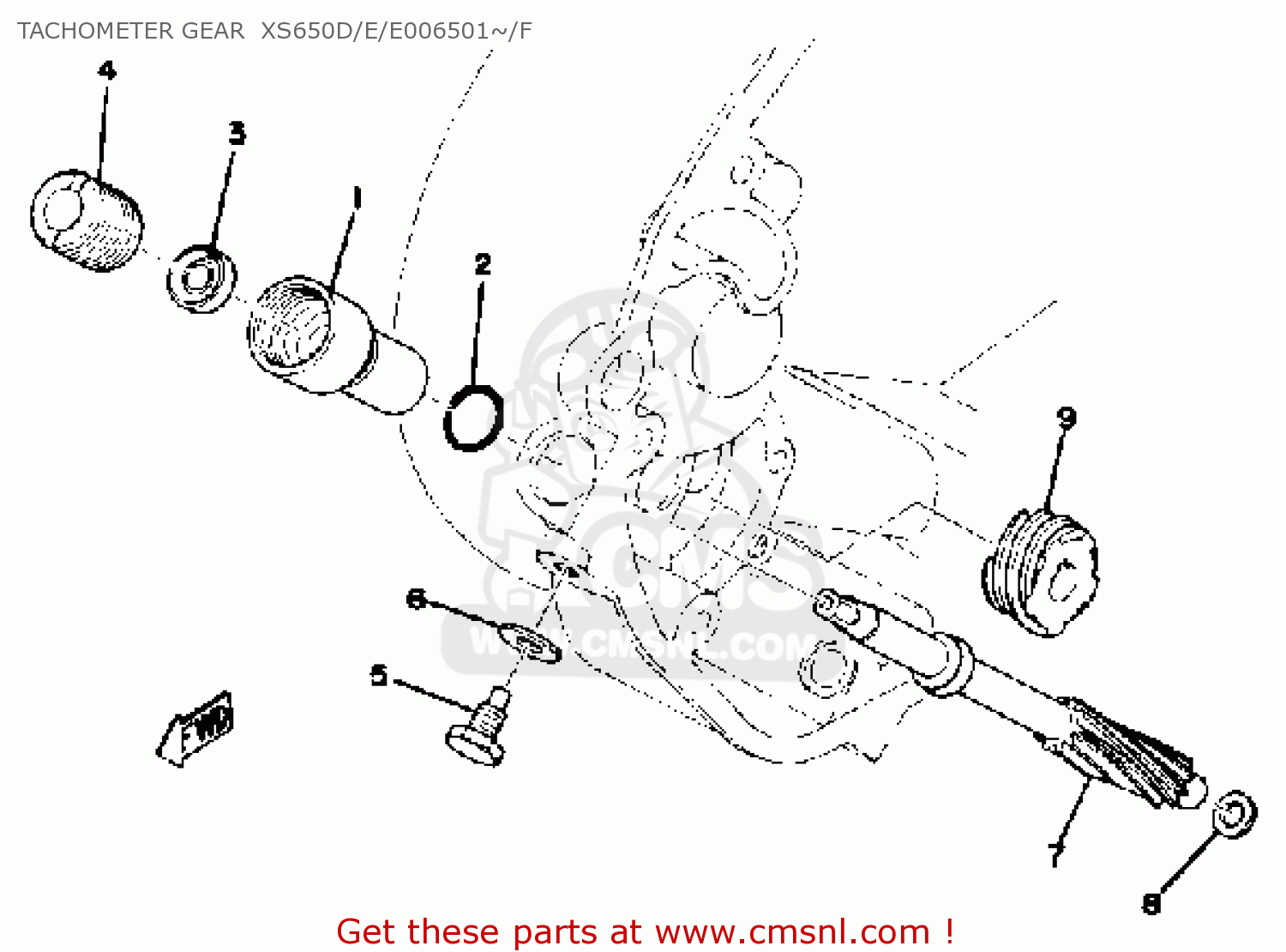 Yamaha XS650 1979 USA TACHOMETER GEAR XS650D/E/E006501~/F - buy ...