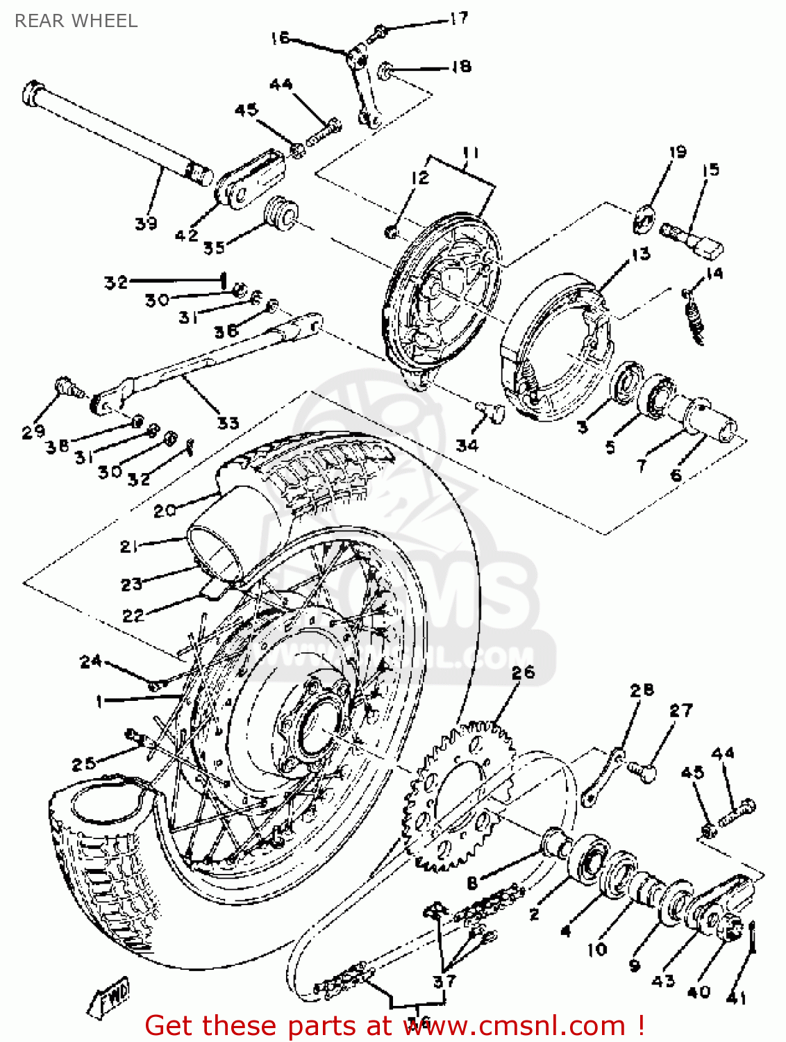 Yamaha XS650 1980 (A) USA REAR WHEEL - buy original REAR WHEEL spares ...