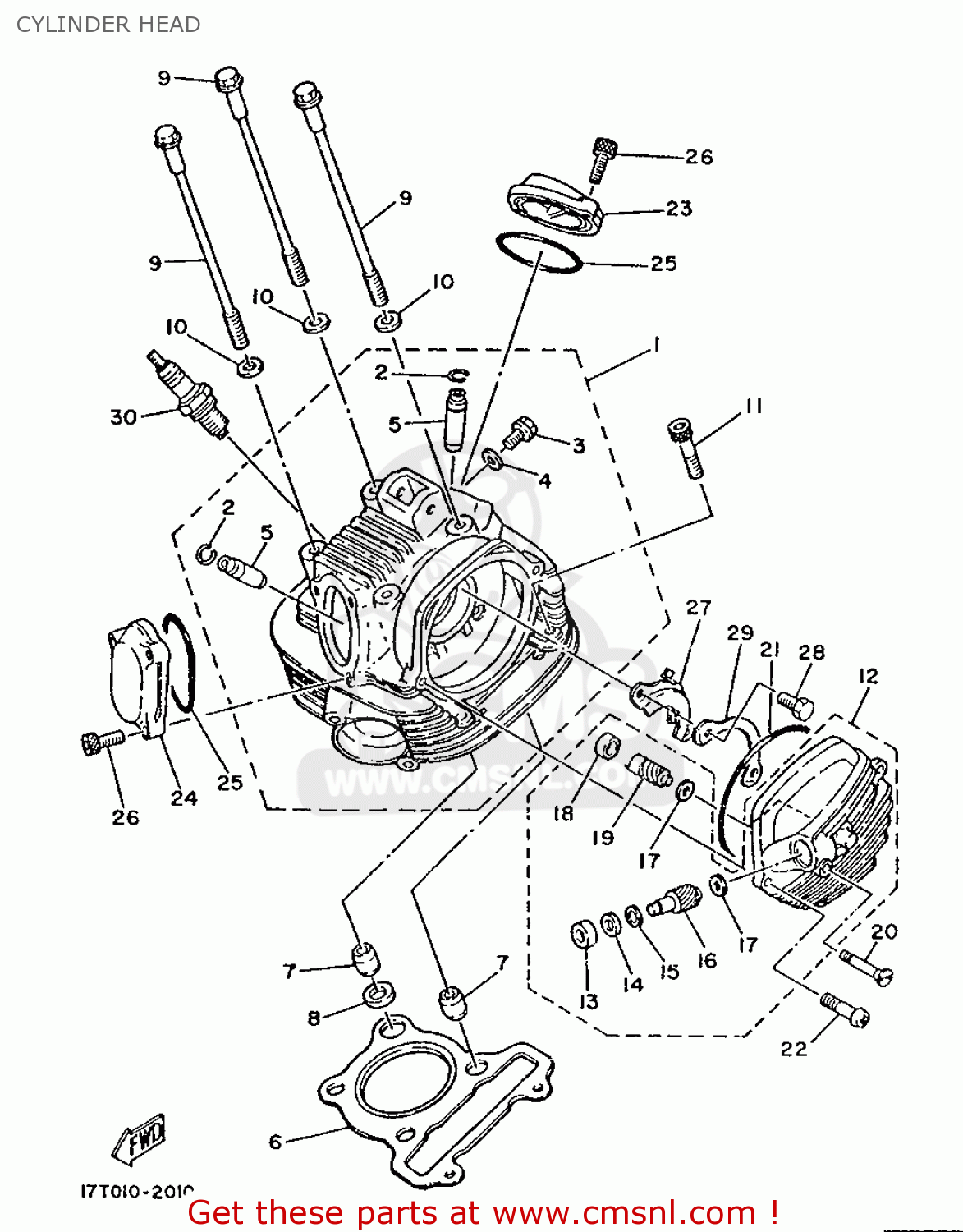 Yamaha XT125 1991 3YU1 FRANCE 213YU-351F1 CYLINDER HEAD - buy original ...