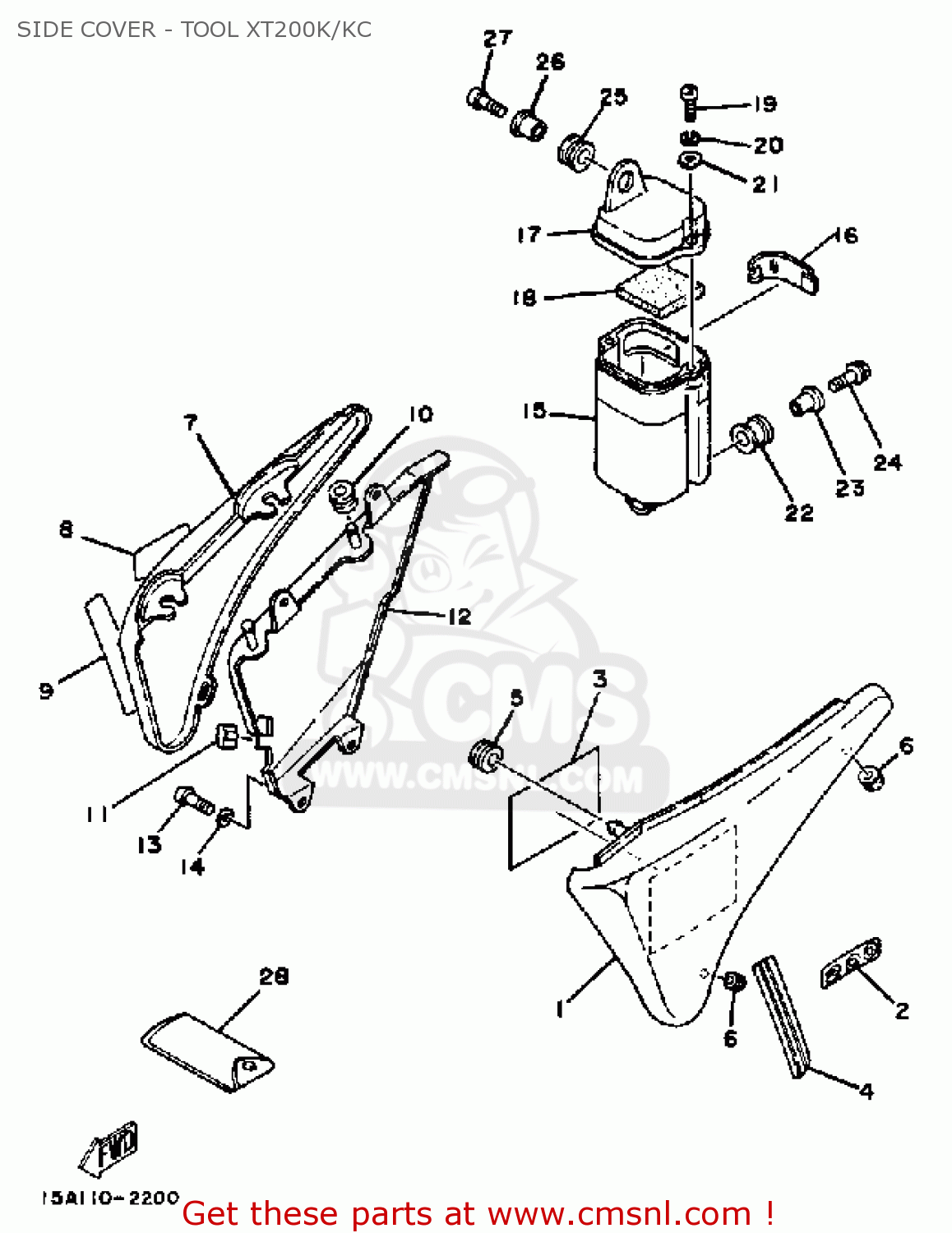 Yamaha XT200C DUAL PURPOSE 1983 (D) USA SIDE COVER - TOOL XT200K/KC ...