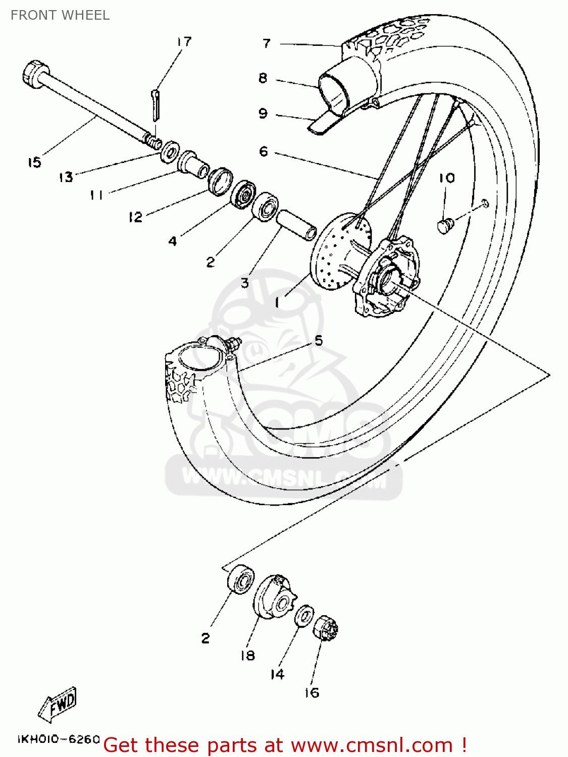 Yamaha XT225 XT225C 1992 (N) USA CALIFORNIA FRONT WHEEL - buy original ...
