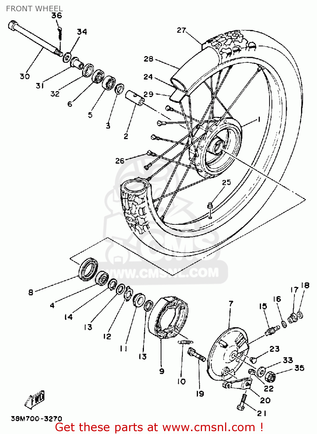 Yamaha XT250 DUAL PURPOSE 1984 (E) USA FRONT WHEEL - buy original FRONT ...