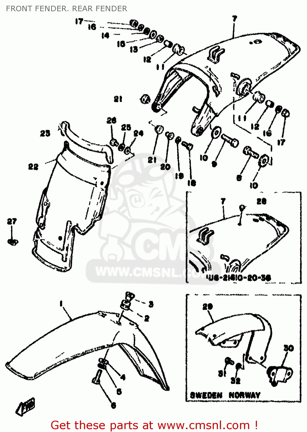Yamaha XT500 1978 1U6 EUROPE 1U628-198E5 parts lists and schematics