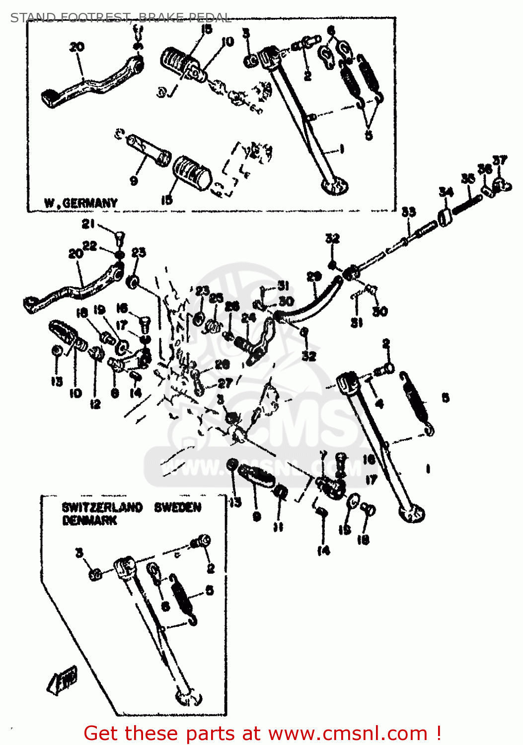 Yamaha XT500 1978 1U6 EUROPE 1U628-198E5 parts lists and schematics