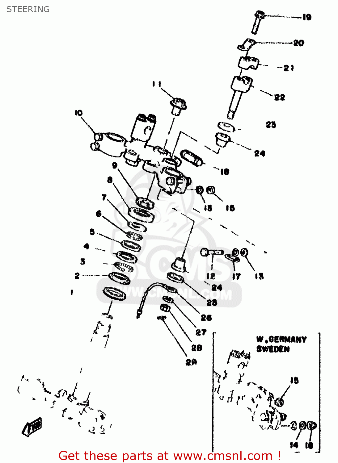 Yamaha XT500 1978 1U6 EUROPE 1U628-198E5 parts lists and schematics
