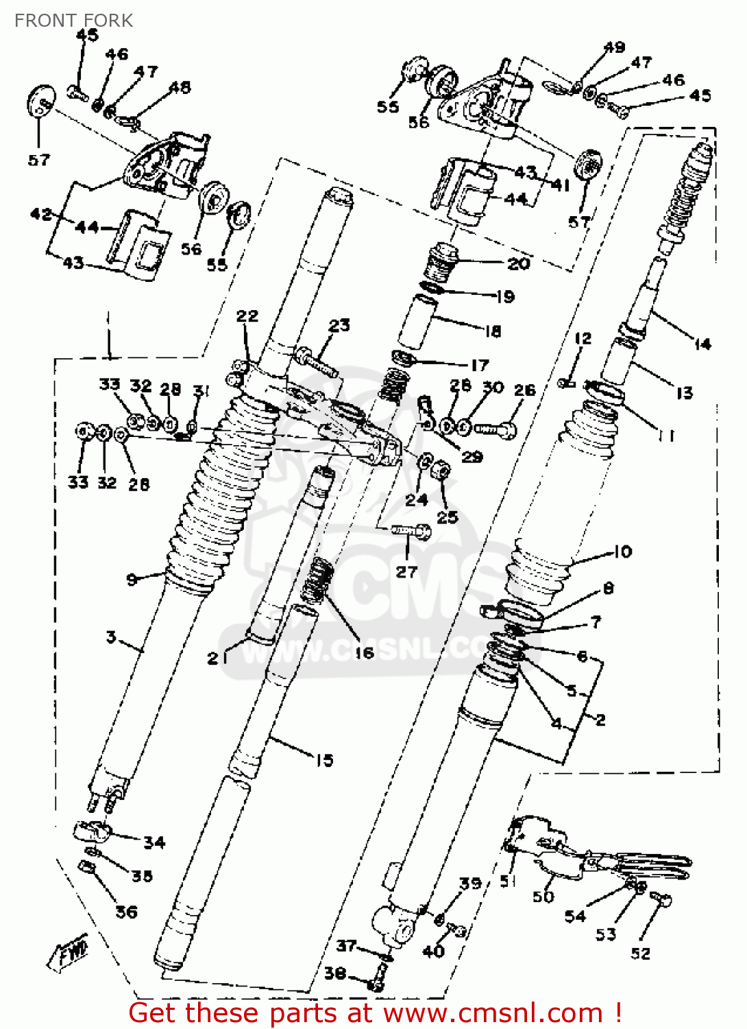 Yamaha XT500 1978 USA FROM #205001 FRONT FORK - buy original FRONT FORK ...