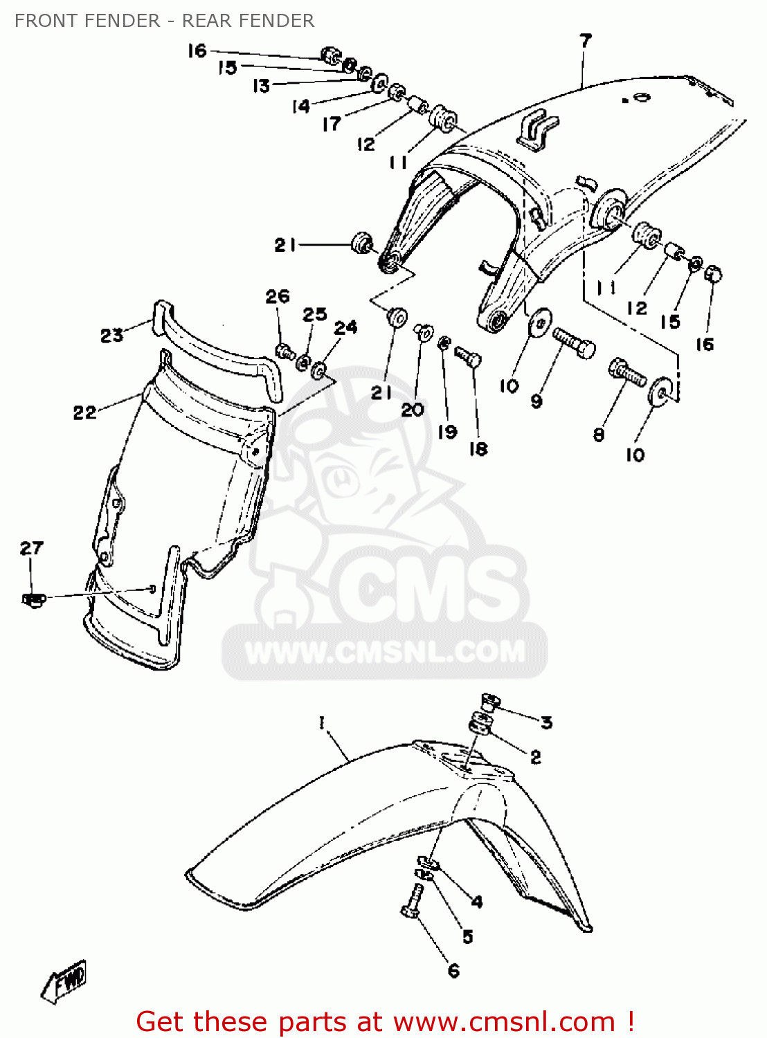 Yamaha XT500 1979 USA CANADA FRONT FENDER - REAR FENDER - buy original FRONT FENDER - REAR ...