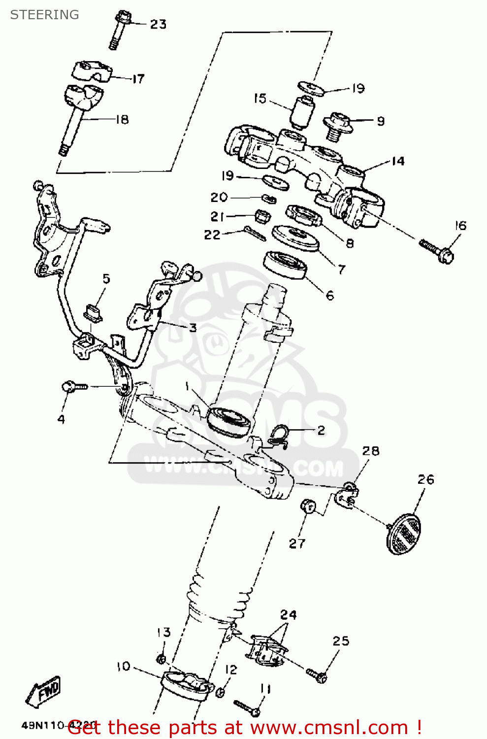 STEERING - XT600 DUAL PURPOSE 1987 (H) USA