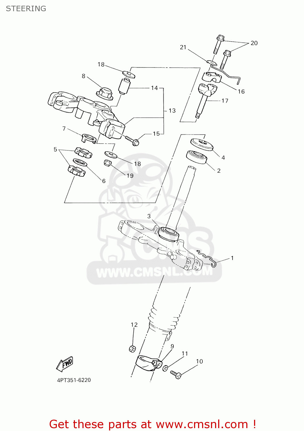 Yamaha XT600E 2002 4PTB SWEDEN 1A4PT-300E1 STEERING - buy original ...