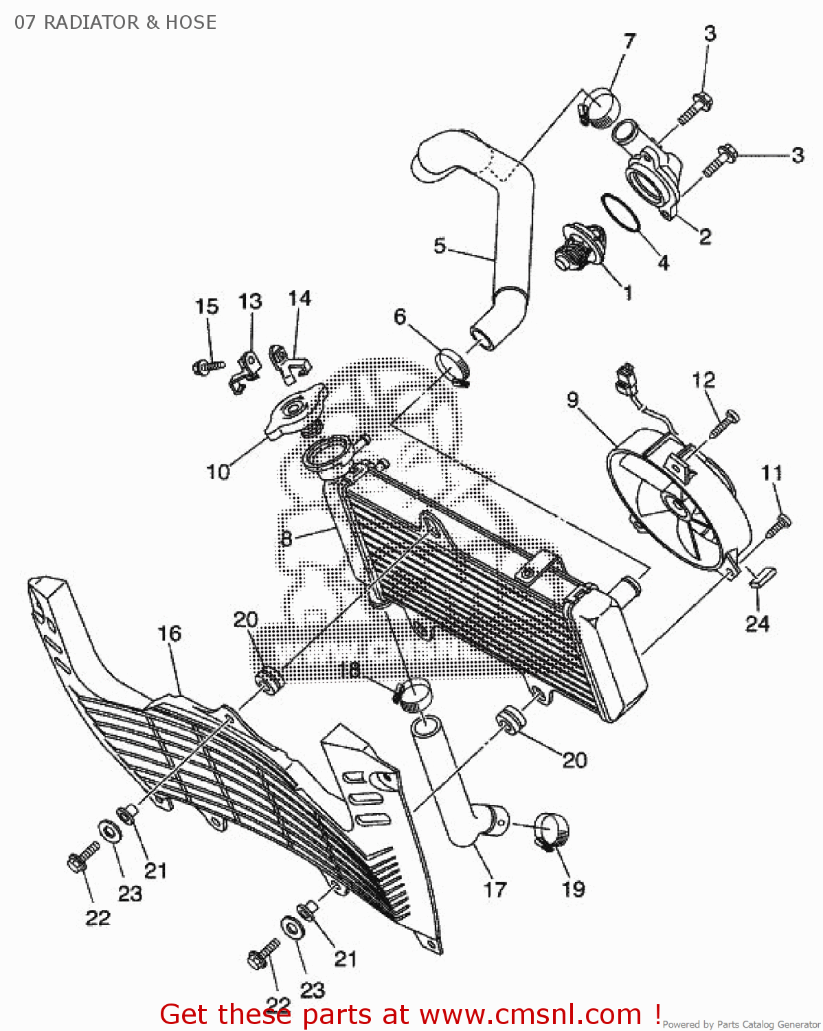 Yamaha XT660R 2012 5VKK EUROPE 1L5VK-710E1 07 RADIATOR & HOSE - buy ...