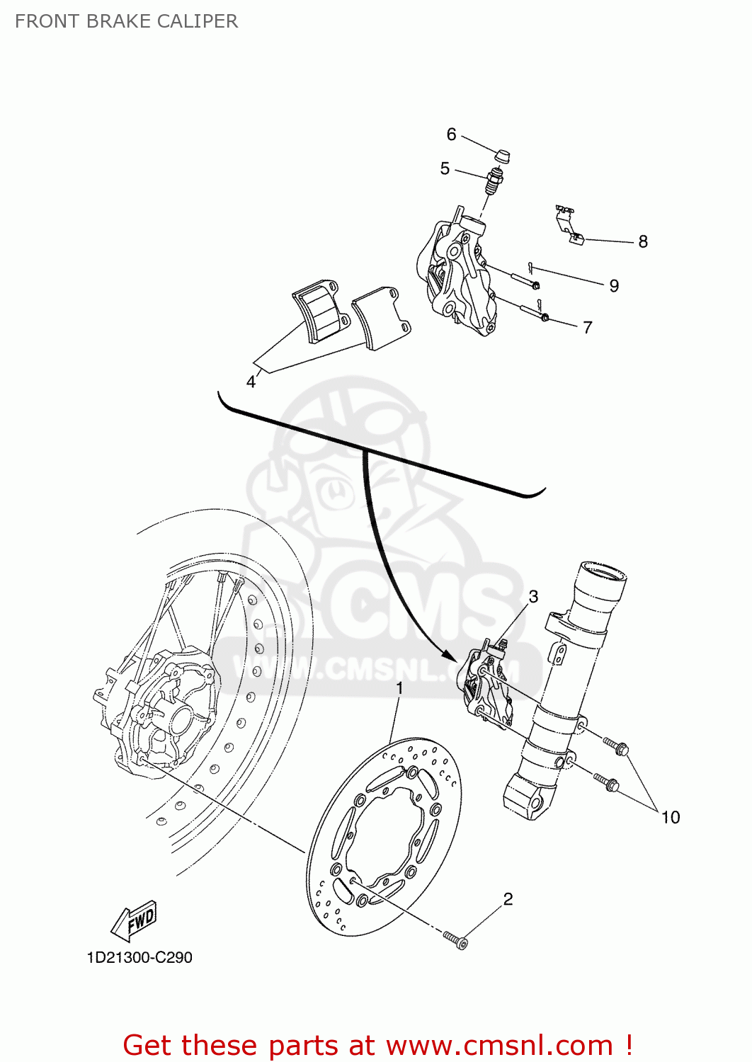 Yamaha XT660X 2005 1D24 GREECE 1D1D2-300F1 FRONT BRAKE CALIPER - buy ...